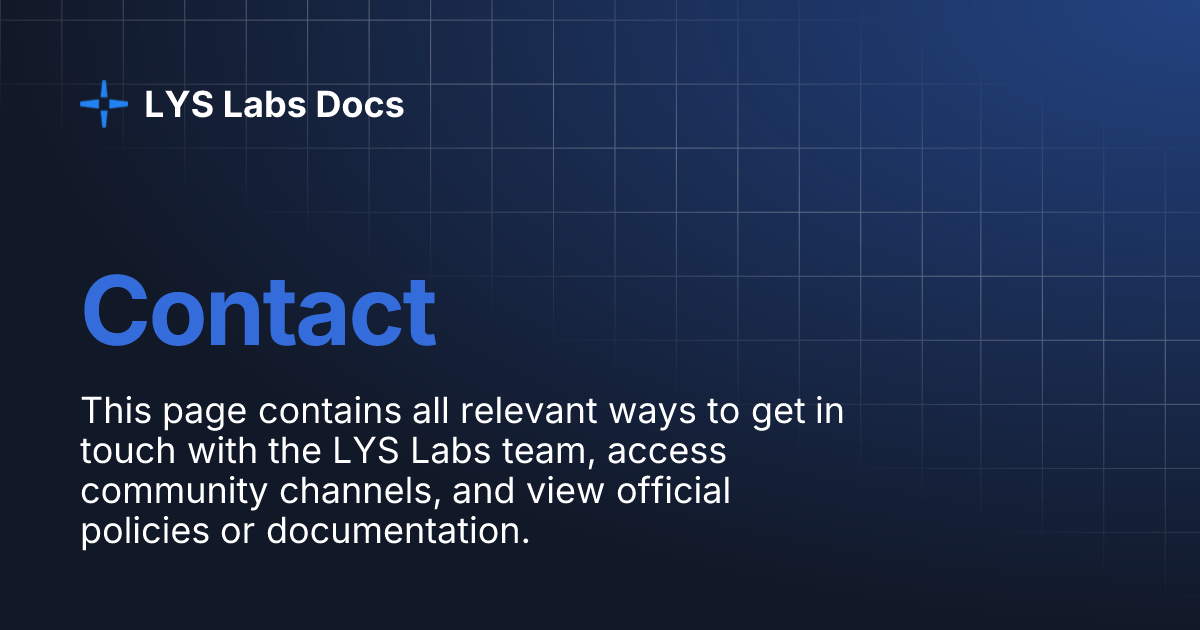 Contact | LYS Labs Docs